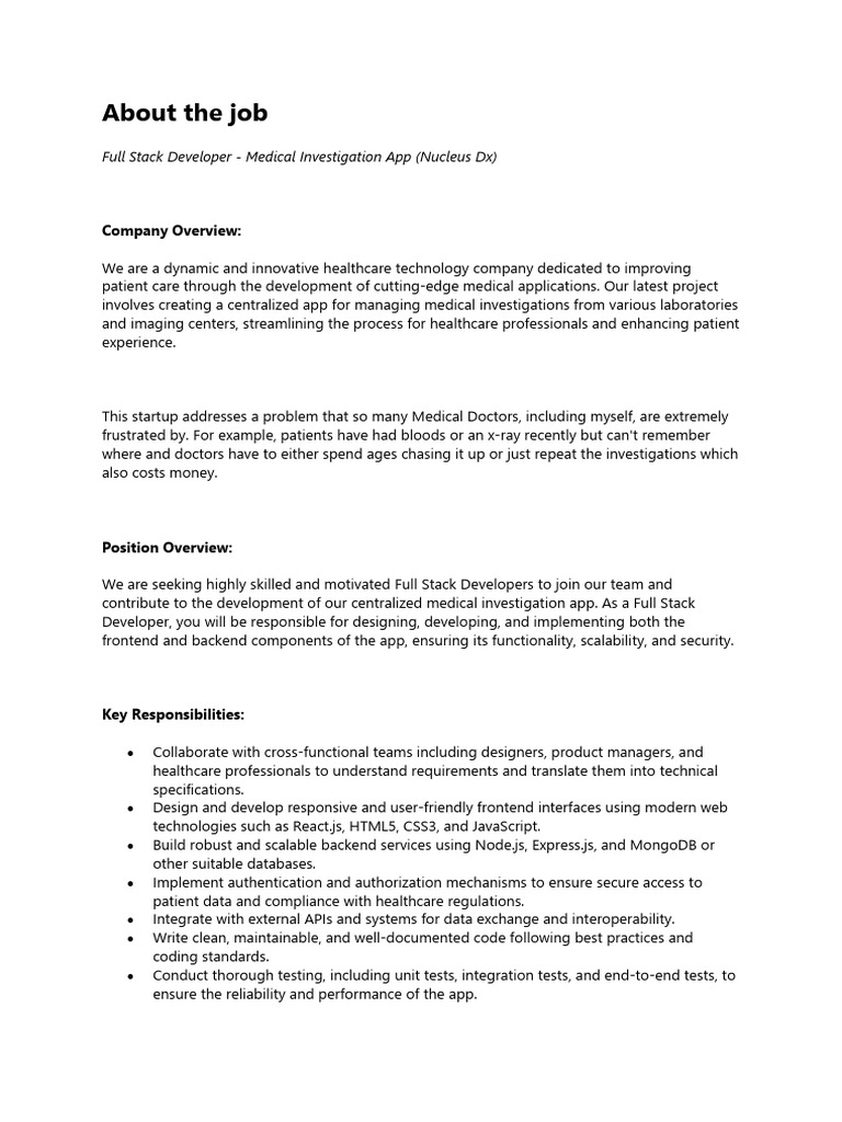 Nucleus DX Programmer JD | PDF | Cloud Computing | Health Care