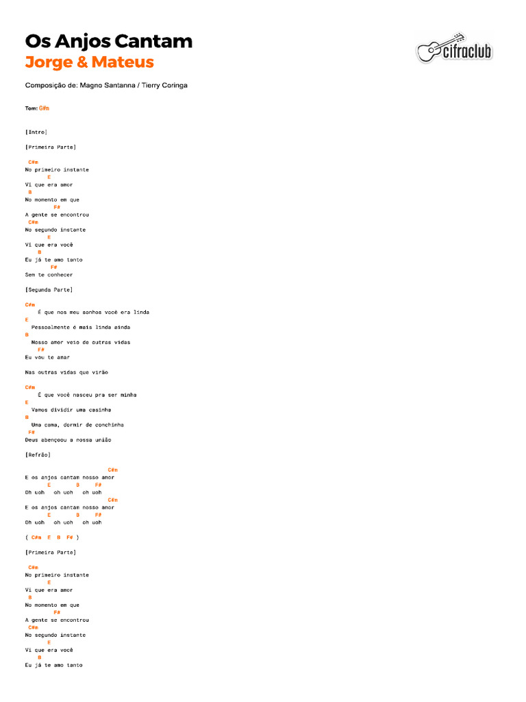 Os Anjos Cantam - Cifra | PDF