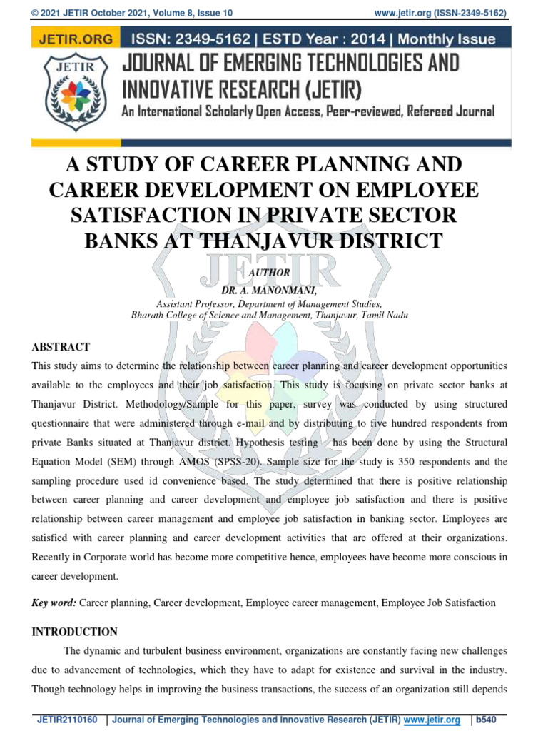 Career Planning Impact on Job Satisfaction | PDF | Structural Equation ...