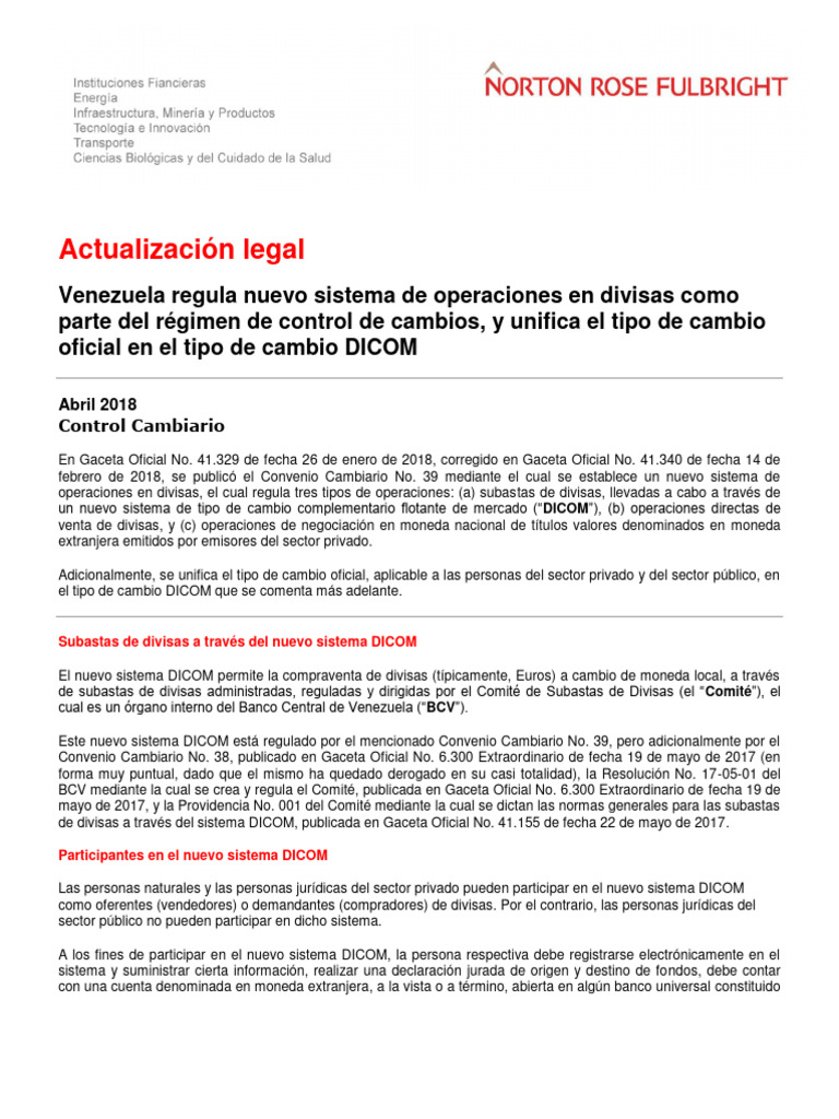 Nuevo Sistema DICOM en Venezuela | PDF | Tipo de cambio | Moneda