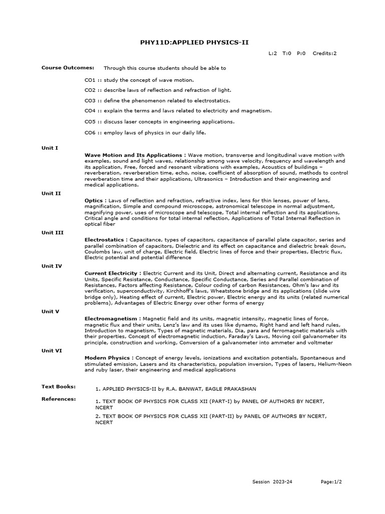 FRM Course Syllabus IPDownload | PDF | Waves | Optics