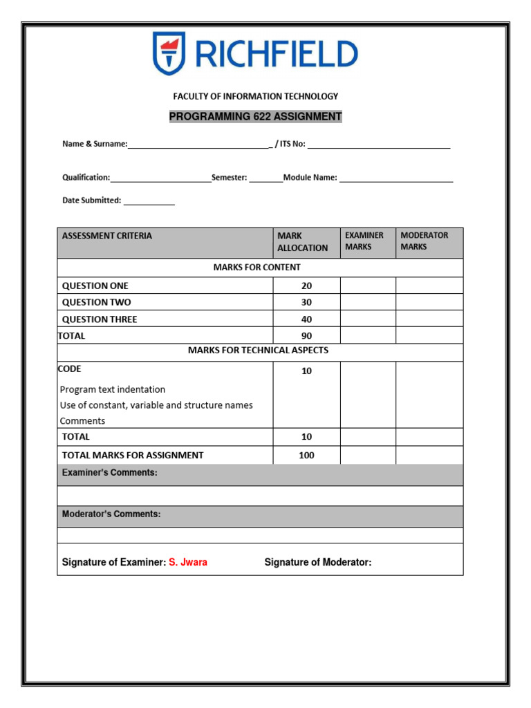 Programming 622 Assignments | PDF | Computer Programming | Software Engineering