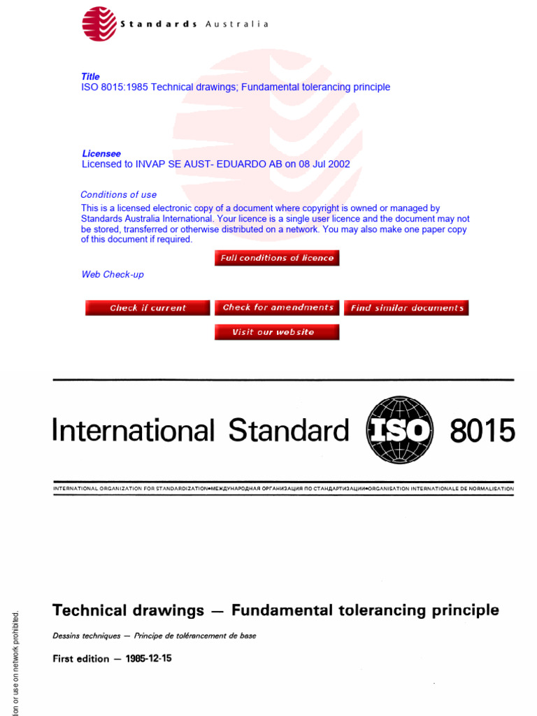 ISO 8015-1985 Technical Drawings Fundamental Tolerancing Principle | PDF | Engineering Tolerance ...