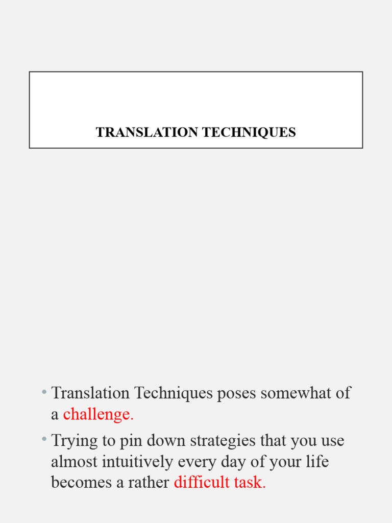 Translation Techniques Edit | PDF | Translations | Verb