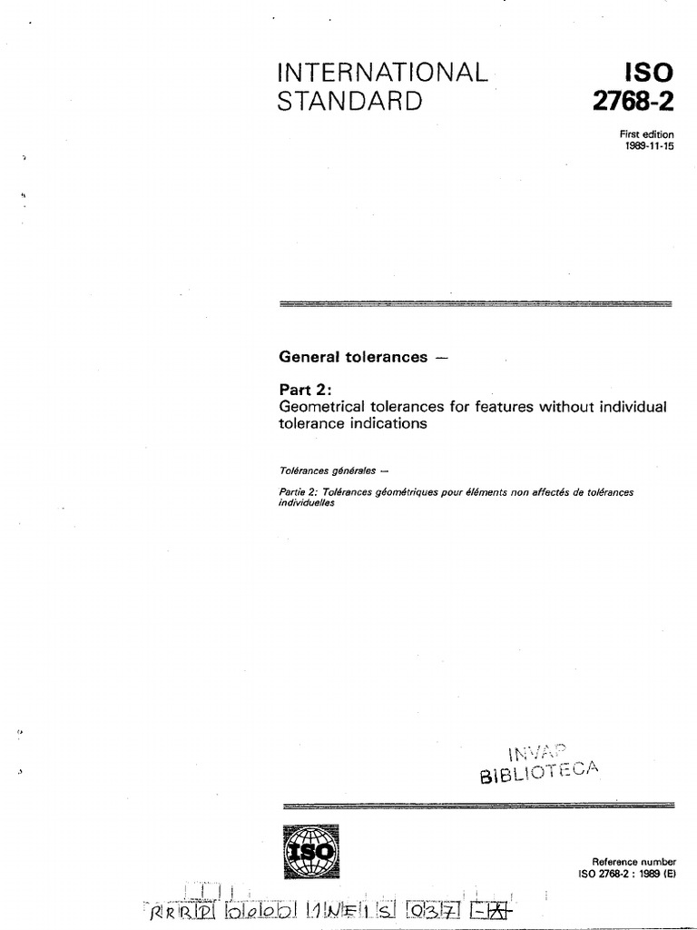 ISO 2768-2-1989 General Tolerances | PDF