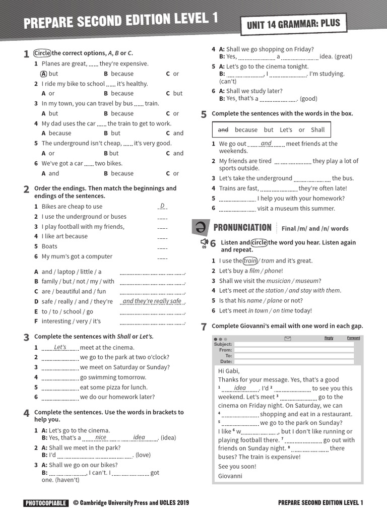 PREPARE 1 Grammar Plus Unit 14 | PDF