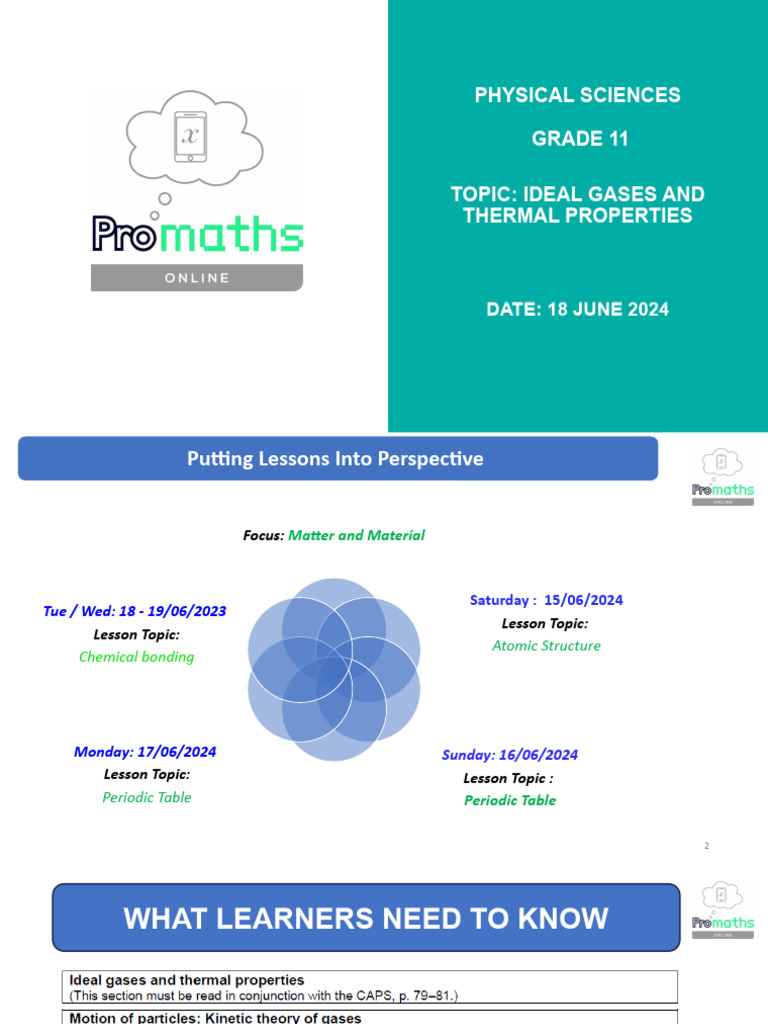 Grade 11 Ideal Gases & Thermal Properties | PDF | Gases | Pressure