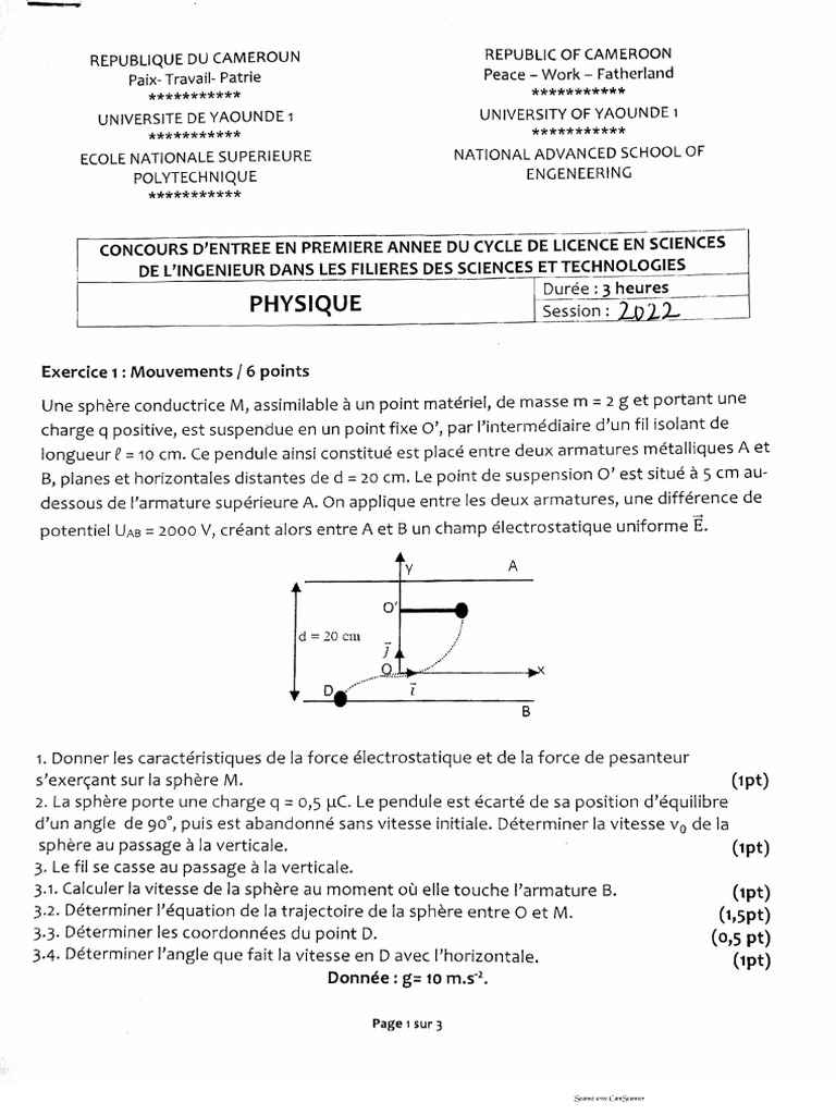 Concours Bac Enspy Lsi2022. | PDF