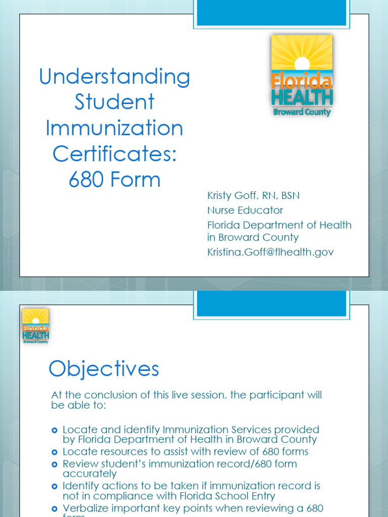 Florida Student Immunization 680 Form Guide | PDF | Public Health ...