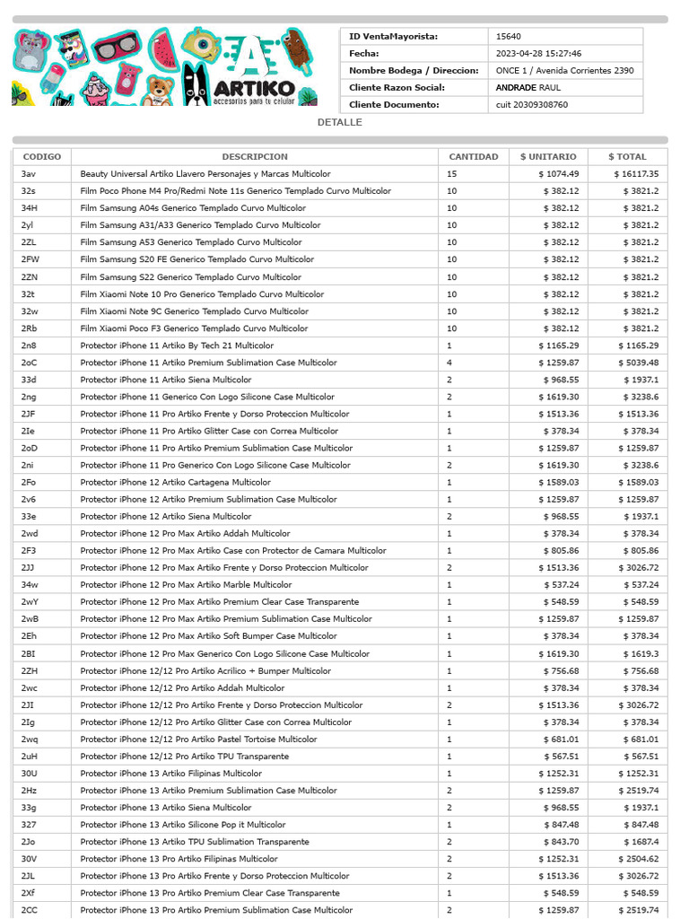 Lista de Precios de Artiko Comprador | PDF | Smartphone | Tableta