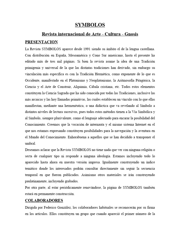 Revista Symbolos y Links Asociados | PDF | Los símbolos | Alquimia