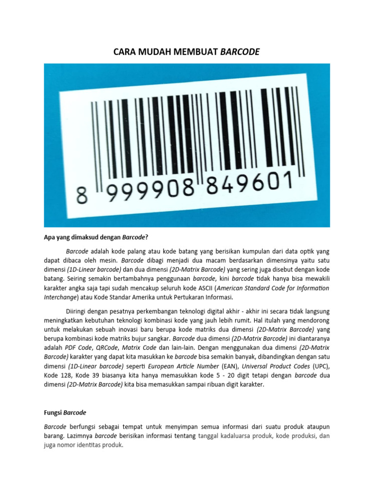 CARA MUDAH MEMBUAT BARCODE | PDF