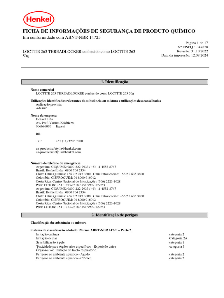 MSDS 1344484 PT - BR | PDF | Biologia