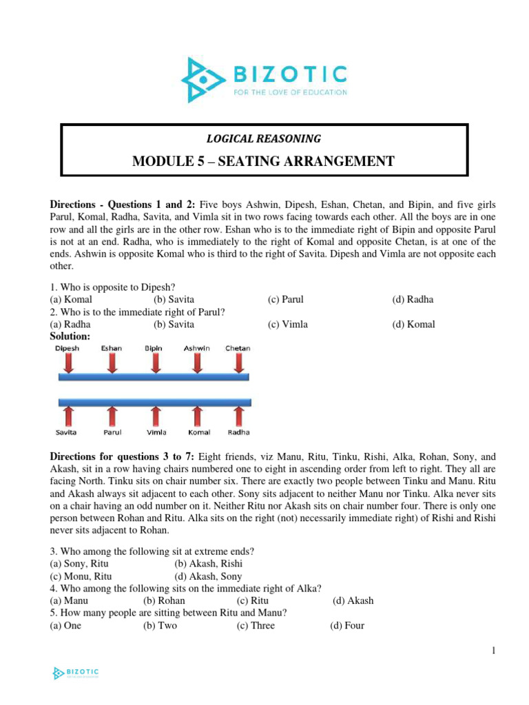 Module 5 - Seating Arrangement Trainer Handout | PDF