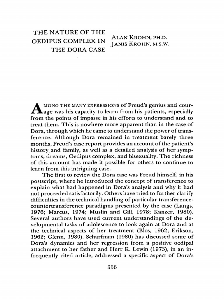 Krohn Krohn 1982 The Nature of The Oeddipus Complex in The Dora Case ...
