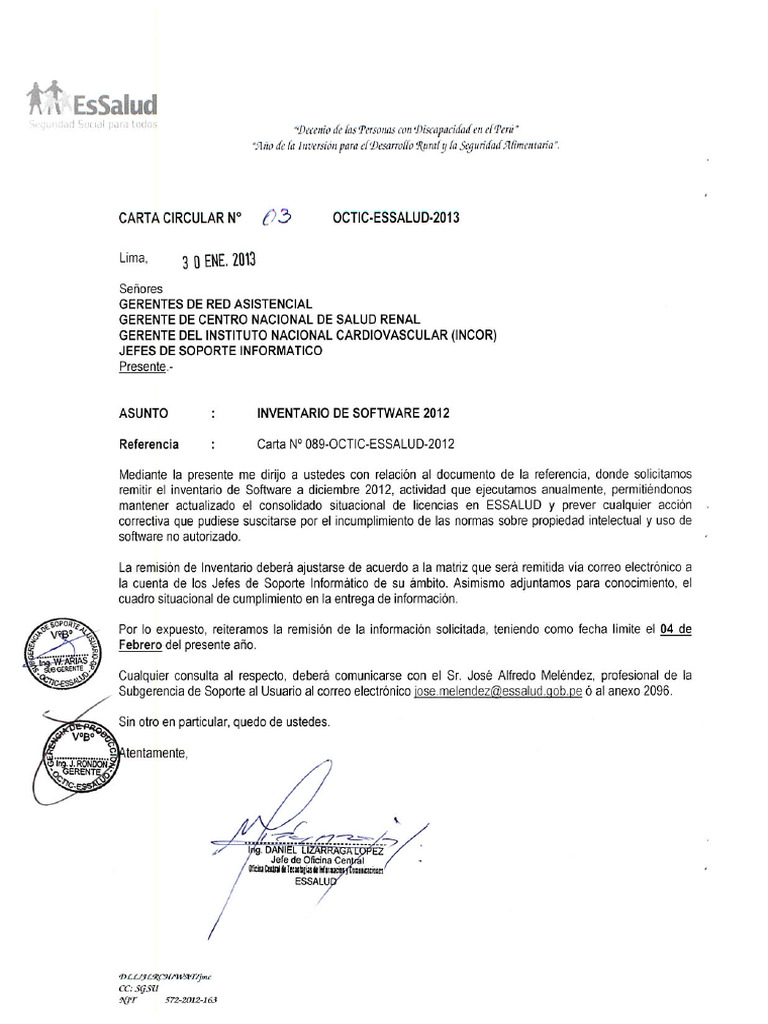 Carta Circular 03 Octic Essalud 2012 | PDF
