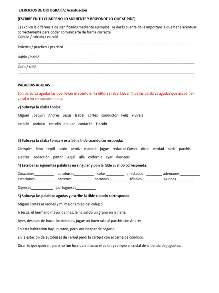 Ejercicios de Ortografía | PDF | Lingüística | Voz humana