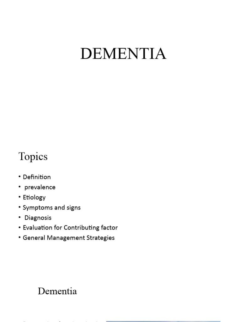 Lec-18g Dementia | PDF | Dementia | Diseases And Disorders