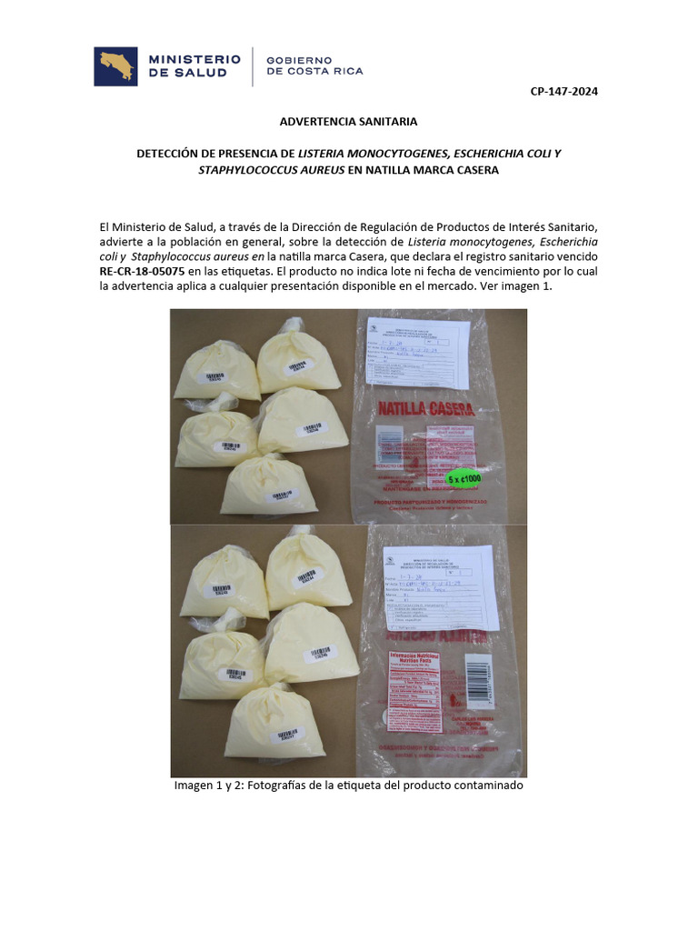 CP-147-2024 Listeria Monocytogenes Escherichia Coli y Staphylococcus Aureus Natilla Casera 17-7 ...