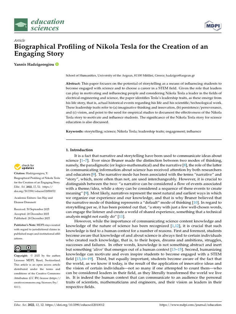 Education 12 00012 | PDF | Nikola Tesla | Leadership