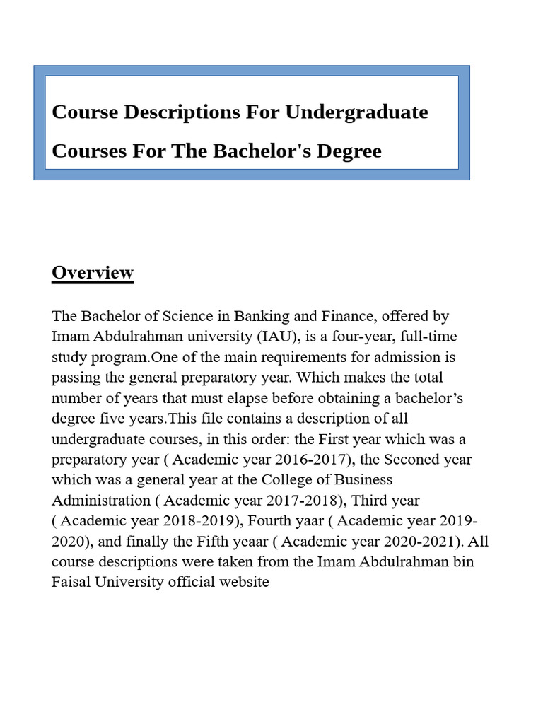 Undergraduate Course Descriptions IAU | PDF | Statistics | Mathematics