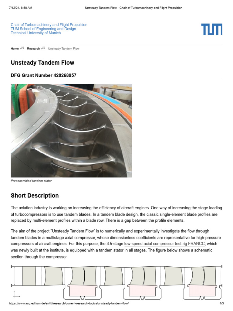 Unsteady Tandem Flow - Chair of Turbomachinery and Flight Propulsion | PDF | Turbomachinery ...