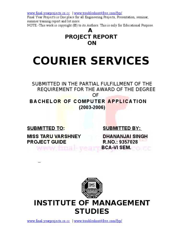 Courier Service Project Report | PDF | Software Development Process | Computer Program