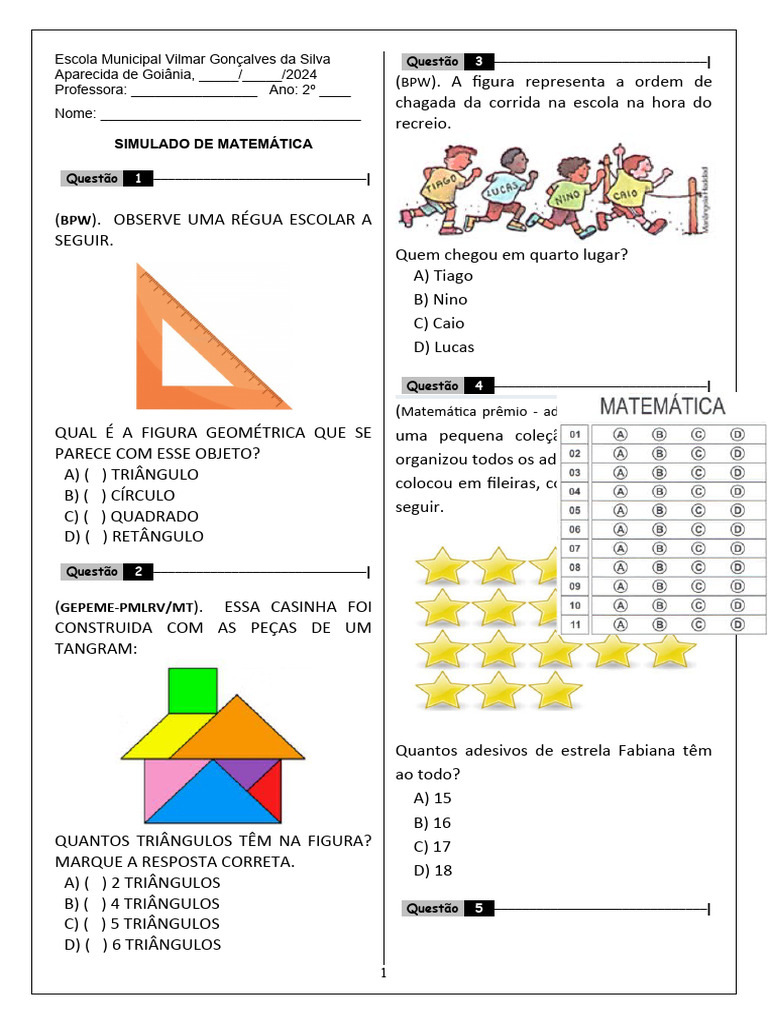Simulado 2 Ano Matemática | PDF | Triângulo | Natal