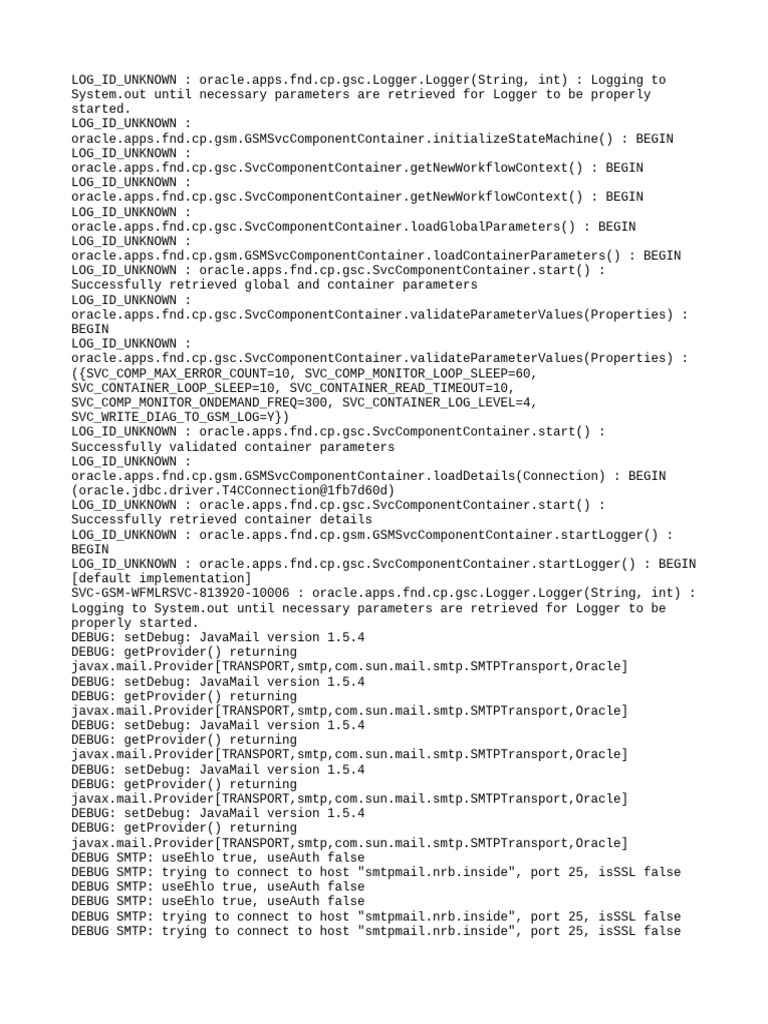 Oracle Logger and SMTP Debugging Logs | PDF | Computing | Internet ...