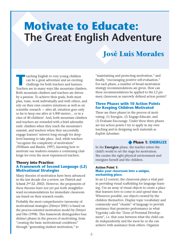 Motivating Young ESL Learners: Strategies | PDF | Second Language ...