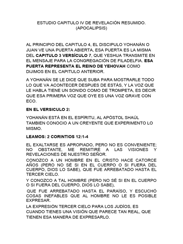 Apocalipsis Capitulo 4 Pdf Piedra Preciosa Aaron