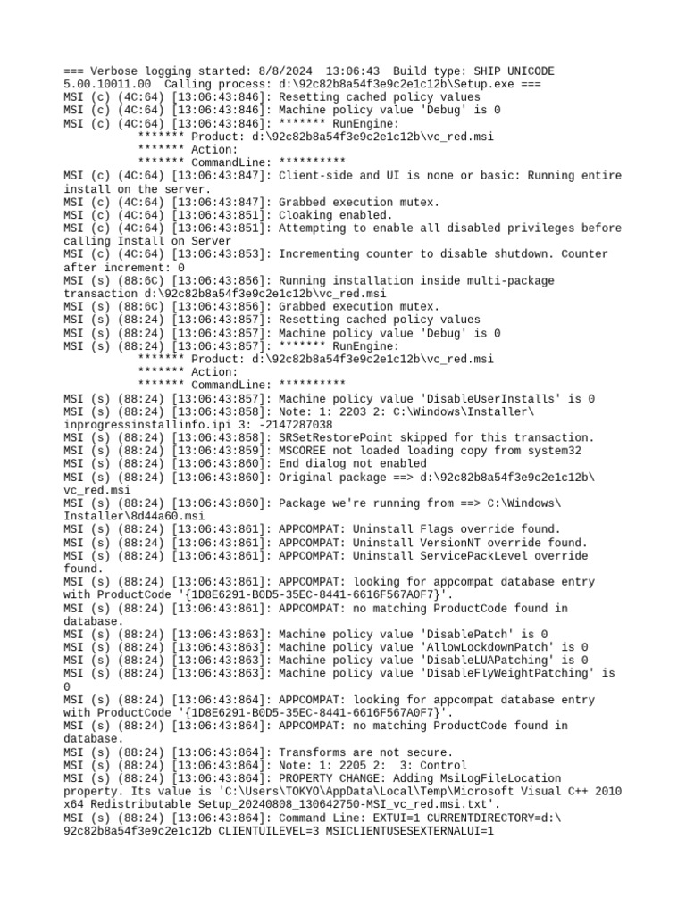 Microsoft Visual C++ 2010 x64 Redistributable Setup - 20240808 ...