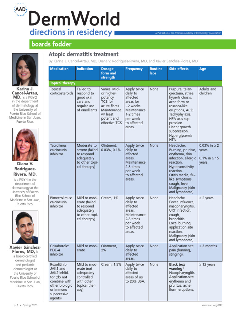 AAD BF Atopic Dermatitis Treatment | PDF | Clinical Medicine | Diseases ...
