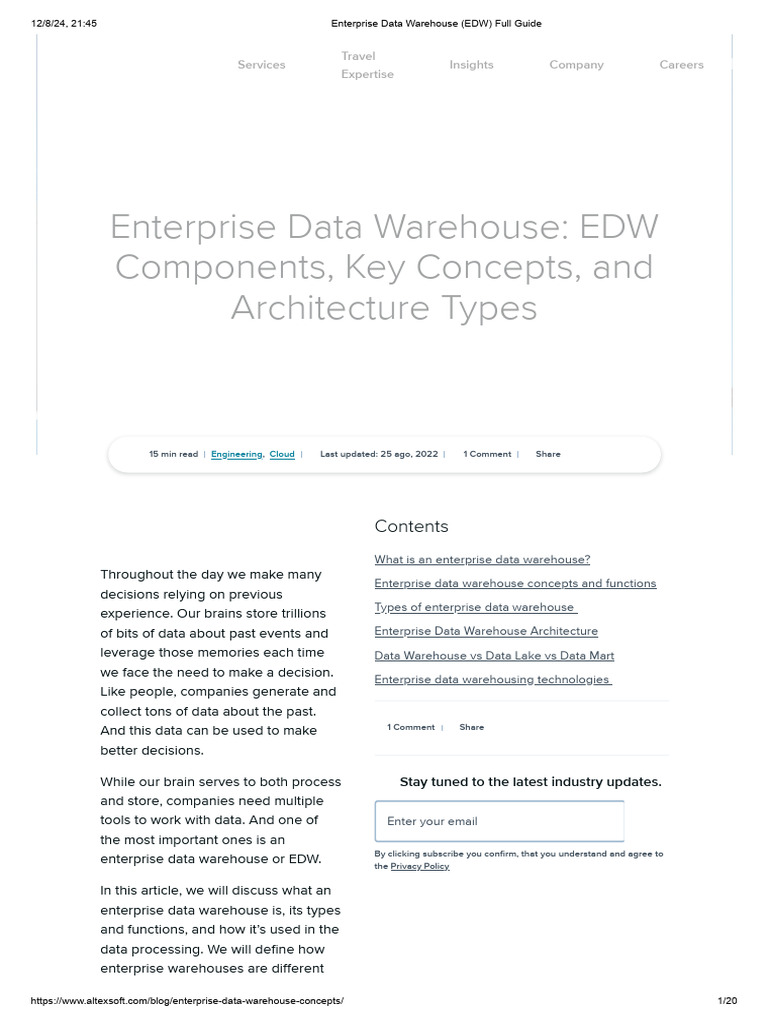 Enterprise Data Warehouse (EDW) Full Guide | PDF | Data Warehouse ...