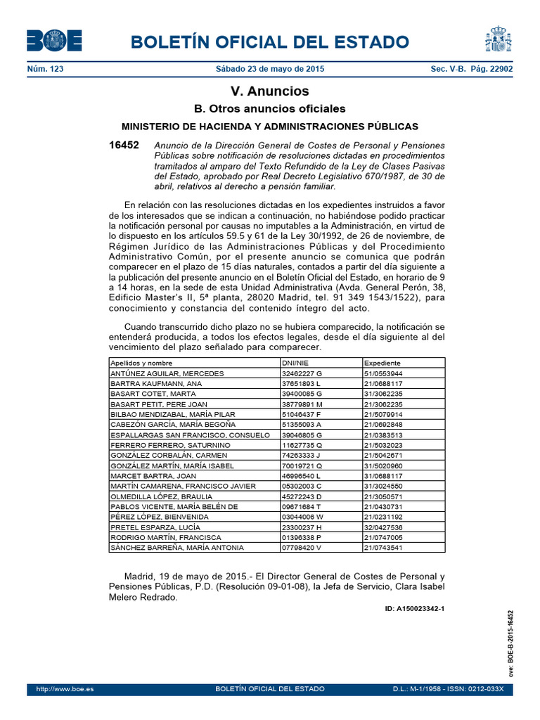 BOE-B-2015-16452 | PDF | Gobernancia | Gobierno de españa