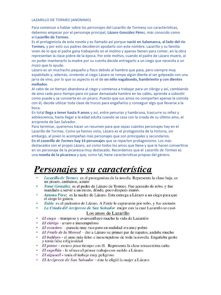 Lazarillo de Tormes | PDF