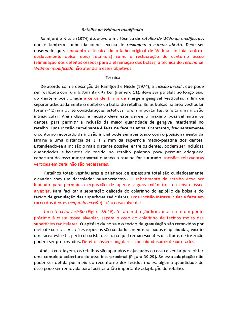 Retalho de Widman Modificado: Técnica e Vantagens | PDF | Ciências e ...