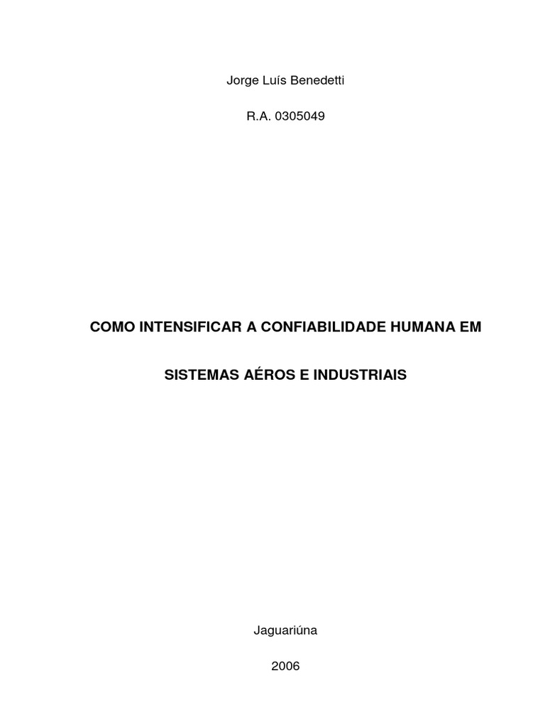 Como Intensificar A Confiabilidade Humana | PDF | Humano | Probabilidade