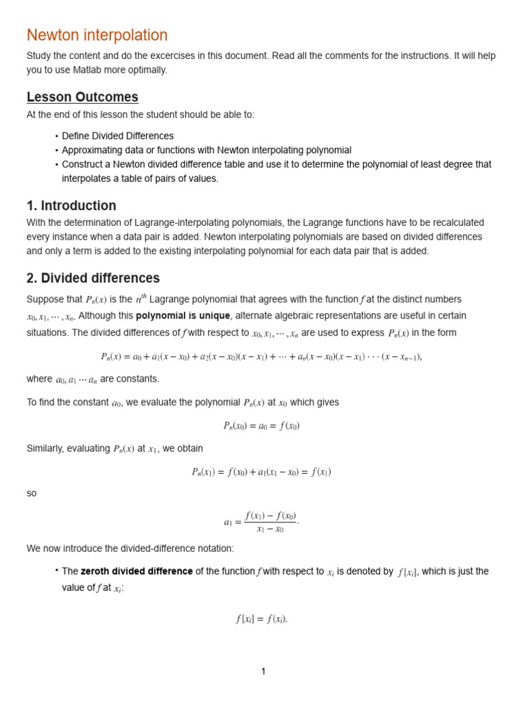 U9-Newton Interpolation | PDF | Interpolation | Polynomial U9-Newton Interpolation | PDF | Interpolation | Polynomial
