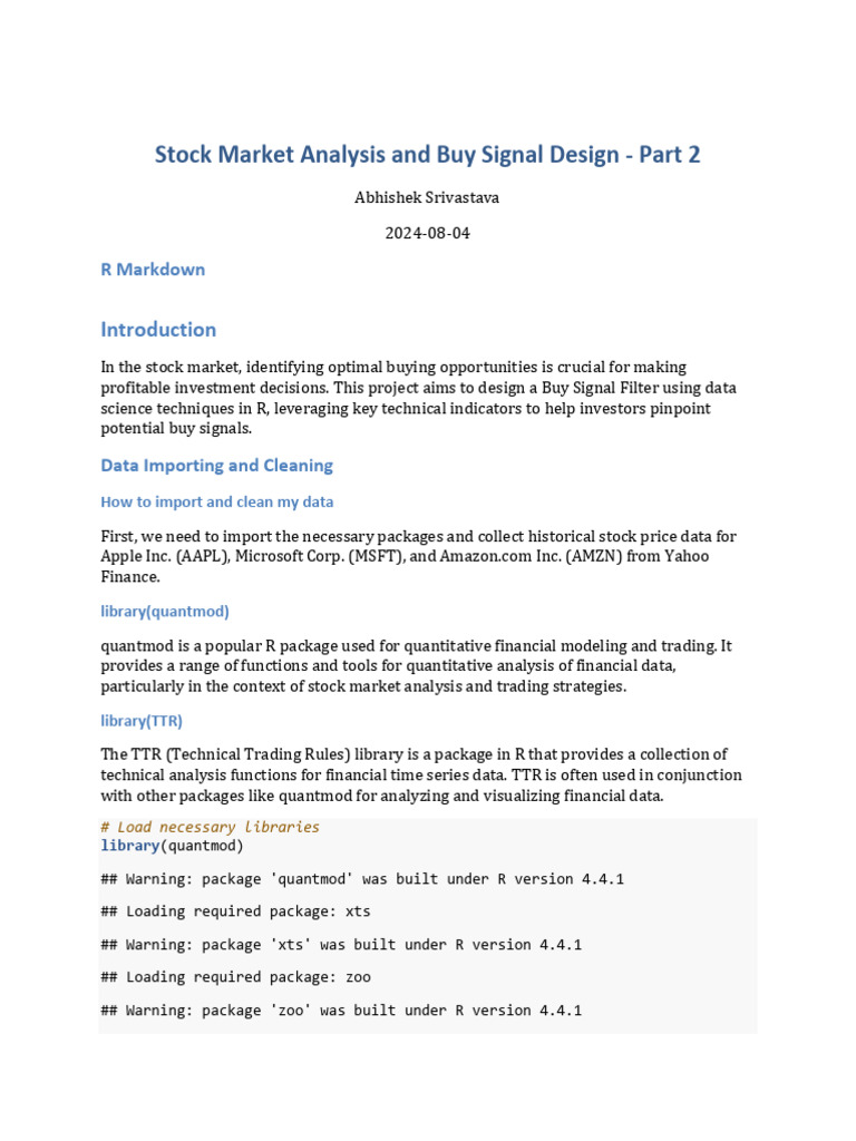 Project Part2 AbhishekSrivastava | PDF | Technical Analysis | Investing