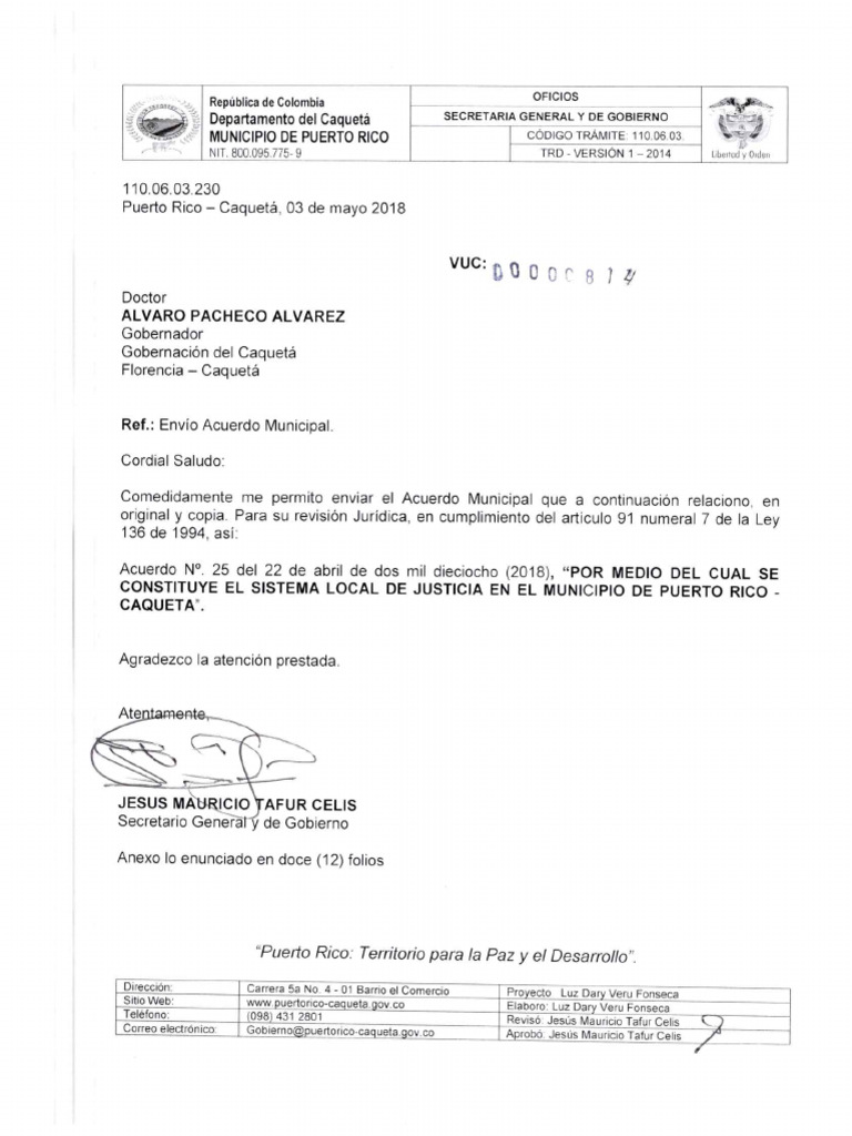 Puerto Rico, Caquetá - - Acto Administrativo - SLJ | PDF