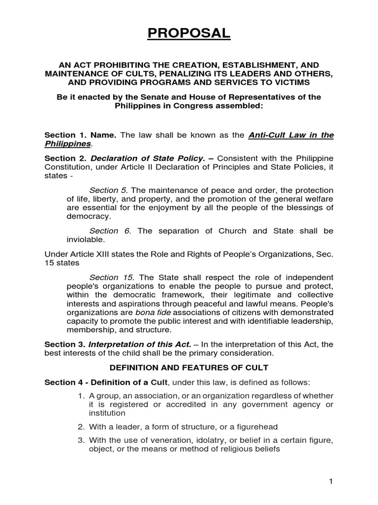 Proposed Bill On Anti-Cult | PDF | Crimes | Crime & Violence