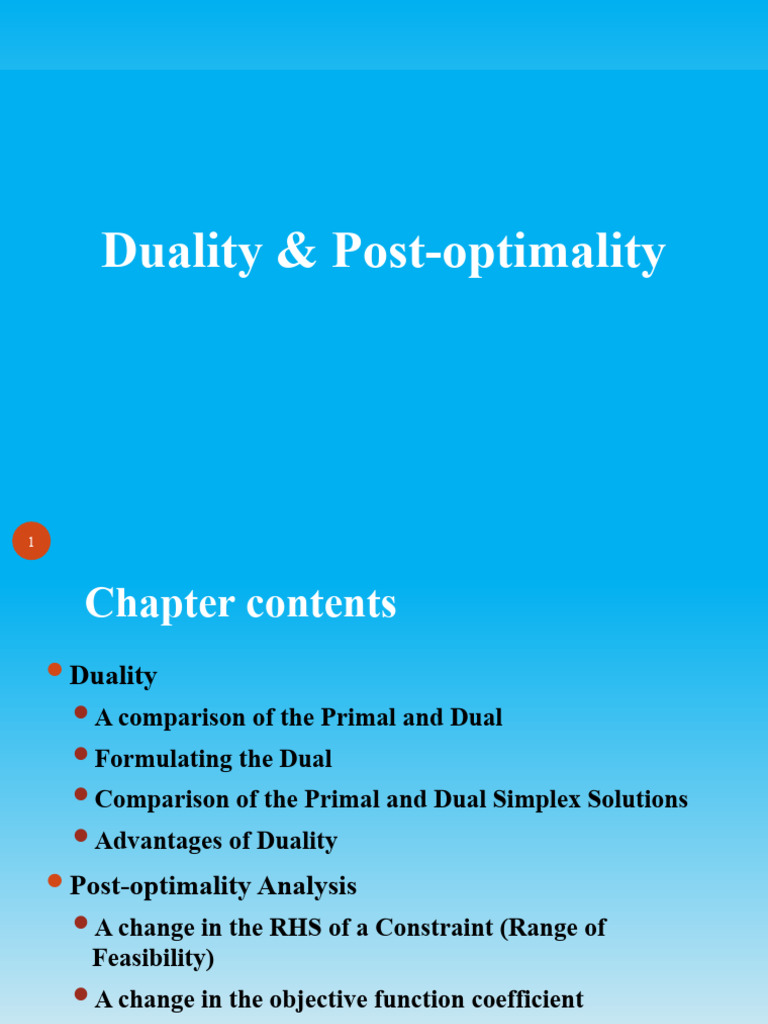 CH II or Duality and SA | PDF | Mathematical Optimization | Mathematics