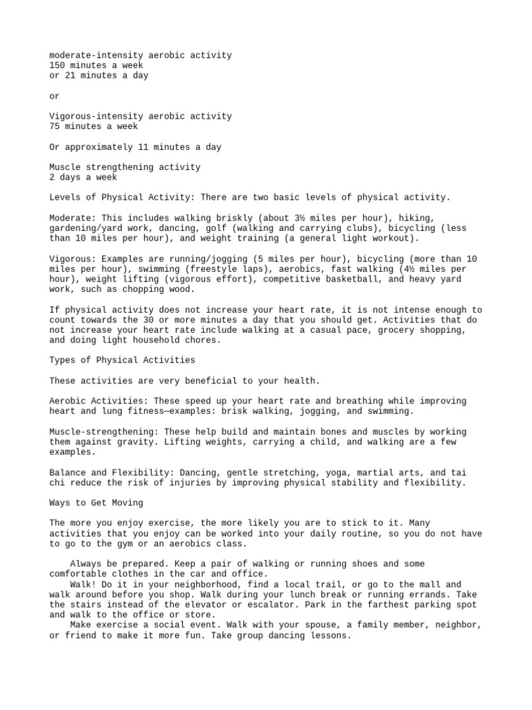 Recommended Physical Activity | PDF | Strength Training | Aerobic Exercise