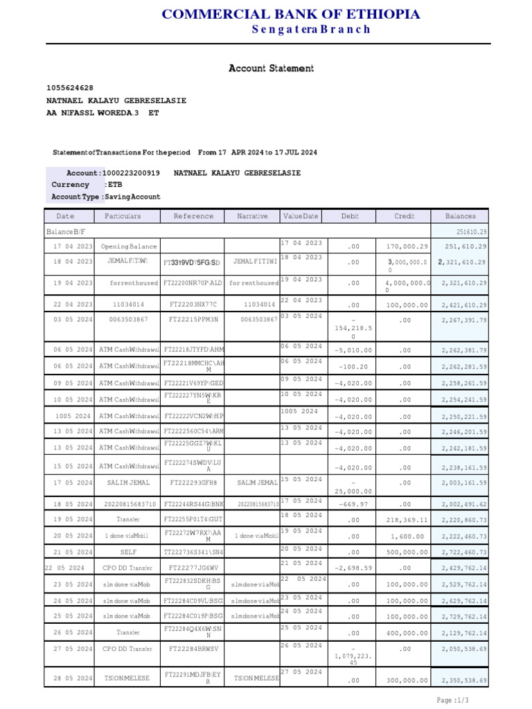 Natnael Kalayu Gebresel | PDF | Debit Card | Financial Services