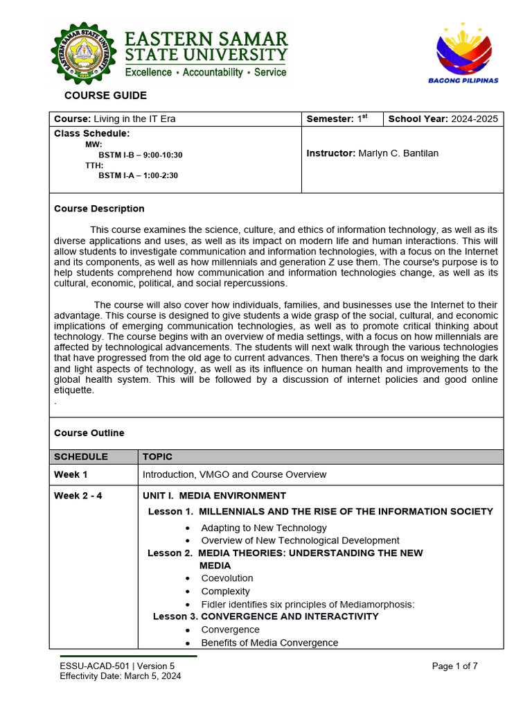 It Era Course Guide 2024 2025 BSTM | PDF | Technological Convergence ...