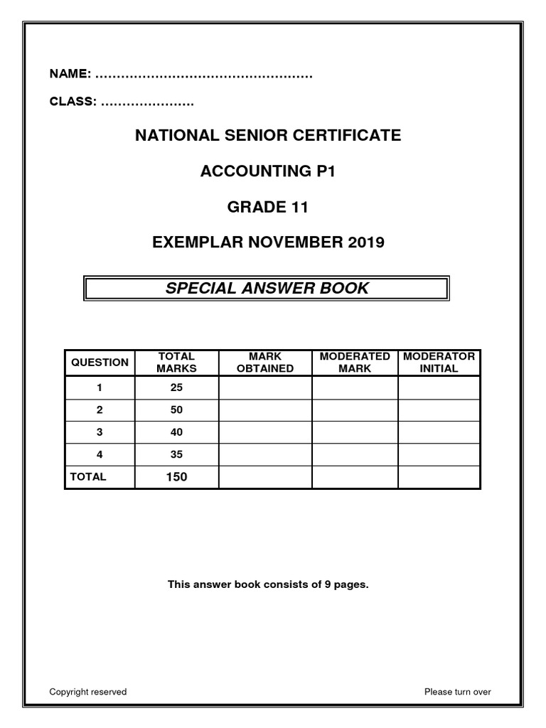 NSC Grade 11 Accounting Exemplar 2019 | PDF | Equity (Finance ...