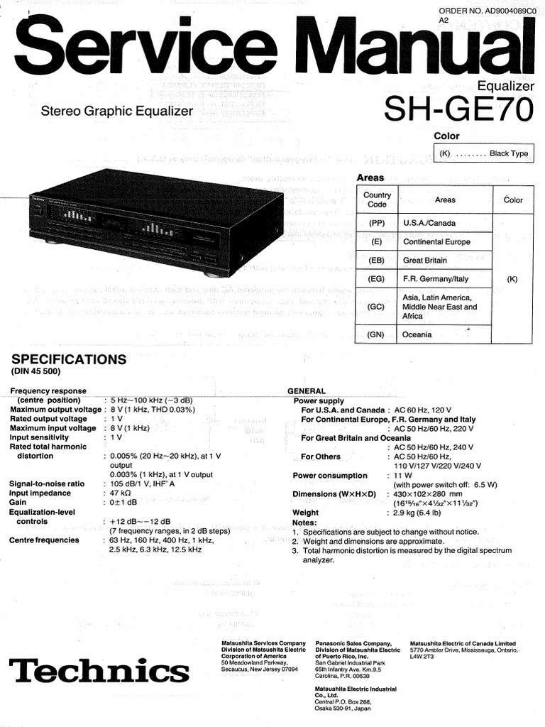 Manual Technics SH-GE70 | PDF