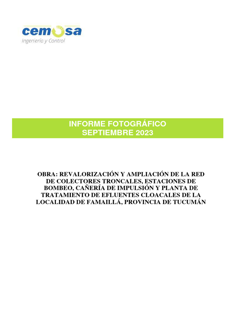 Informe Fotográfico Septiembre 2023 | PDF