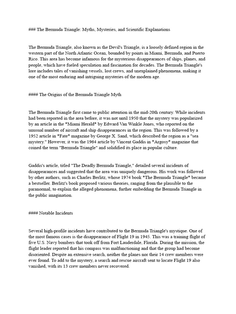 The Bermuda Triangle Myths, Mysteries, and Scientific Explanations | PDF